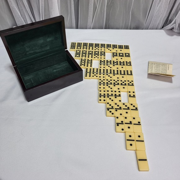 Source Unknown | Toys | Vintage 99s Dominoes Set With Dark Wooden Case ...
